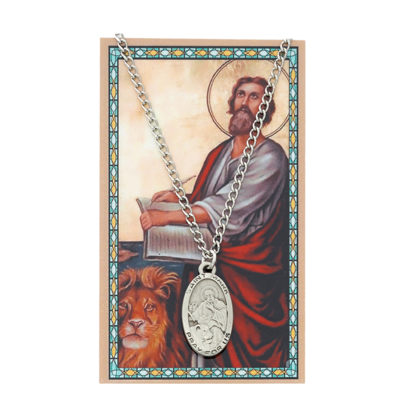 Pewter St. Mark Medal and Prayer Card - Our Lady of Clear Creek Abbey