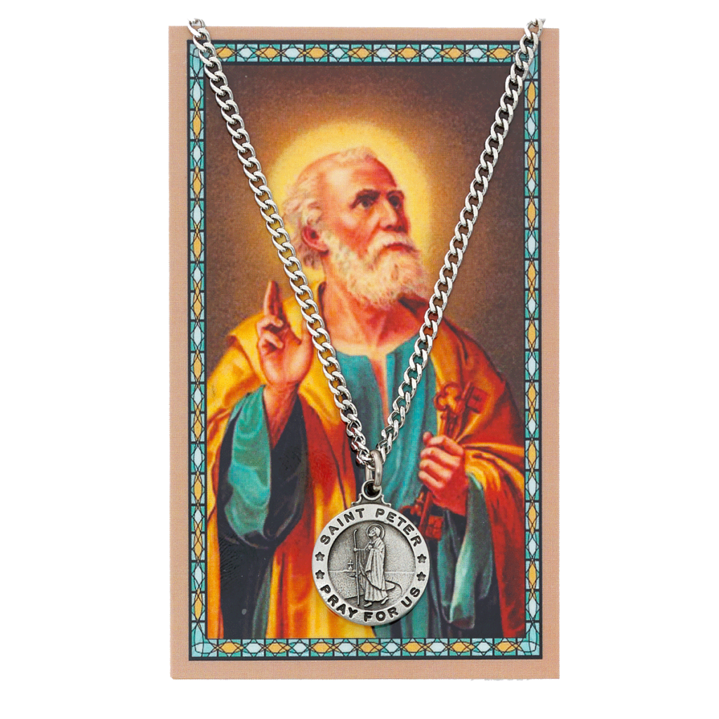 Pewter St. Peter Medal and Prayer Card - Our Lady of Clear Creek Abbey